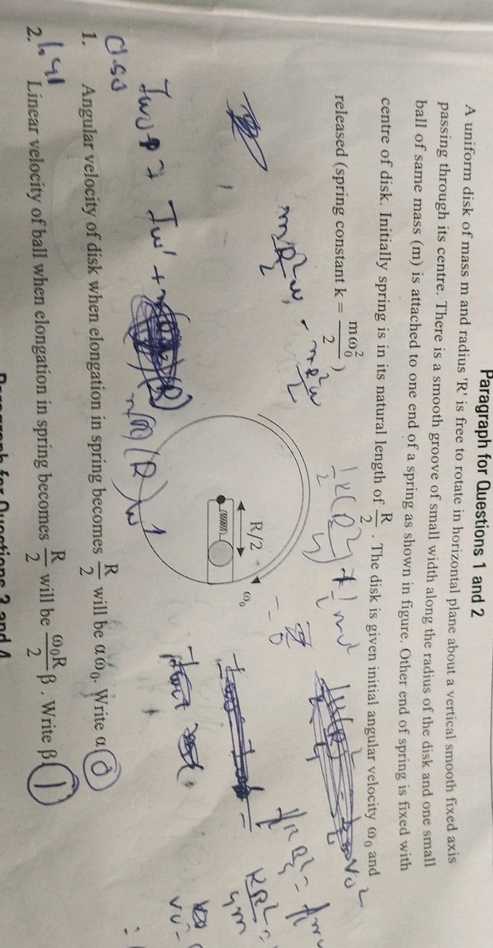 Paragraph for Questions 1 and 2 A uniform | StudyX