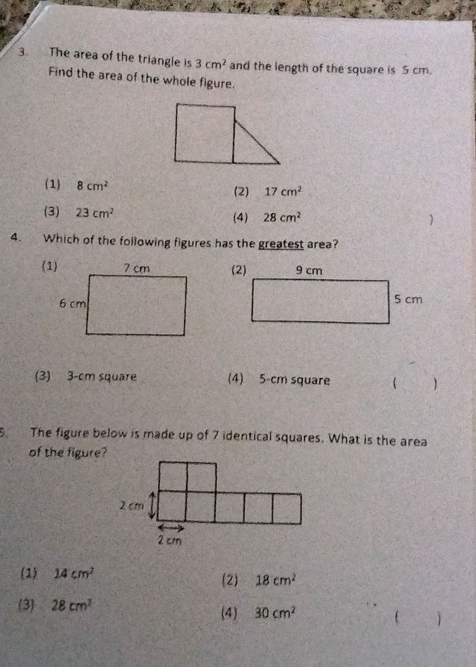 3. The area of the triangle is 3 cm² and the | StudyX
