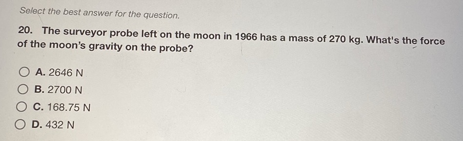 20. The surveyor probe left on the moon in | StudyX
