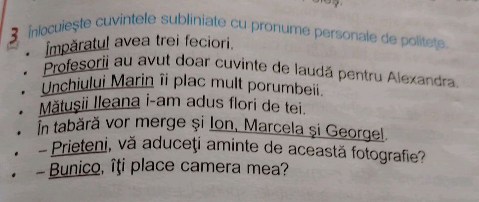 3 înlocuiește cuvintele subliniate cu | StudyX