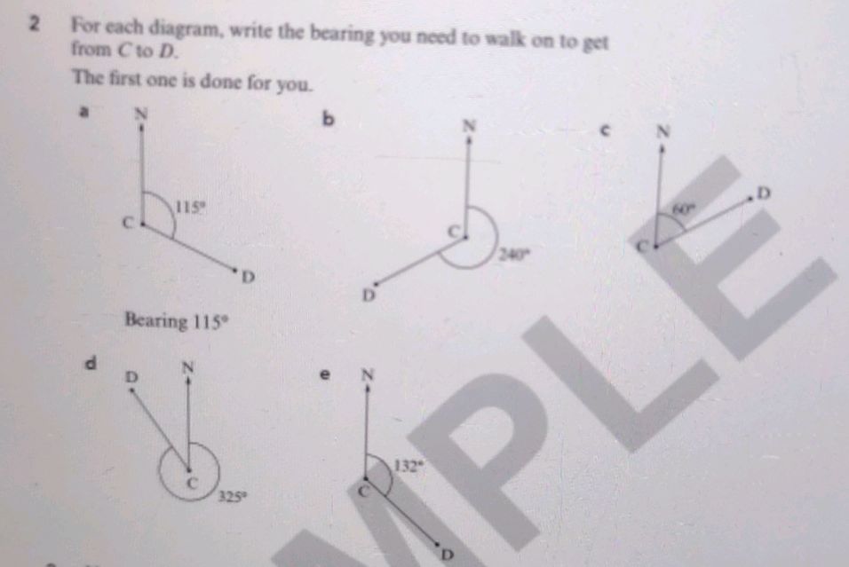 2 For each diagram, write the bearing you | StudyX