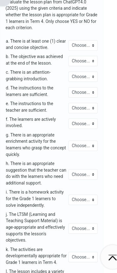 Evaluate the lesson plan from ChatGPT4.0 | StudyX