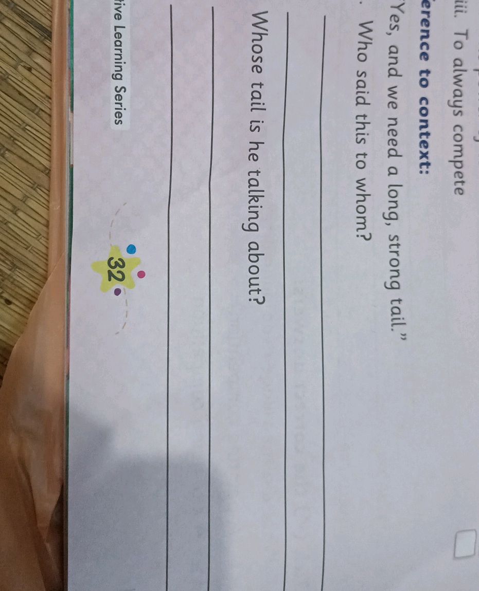 Who said this to whom? Whose tail is he | StudyX