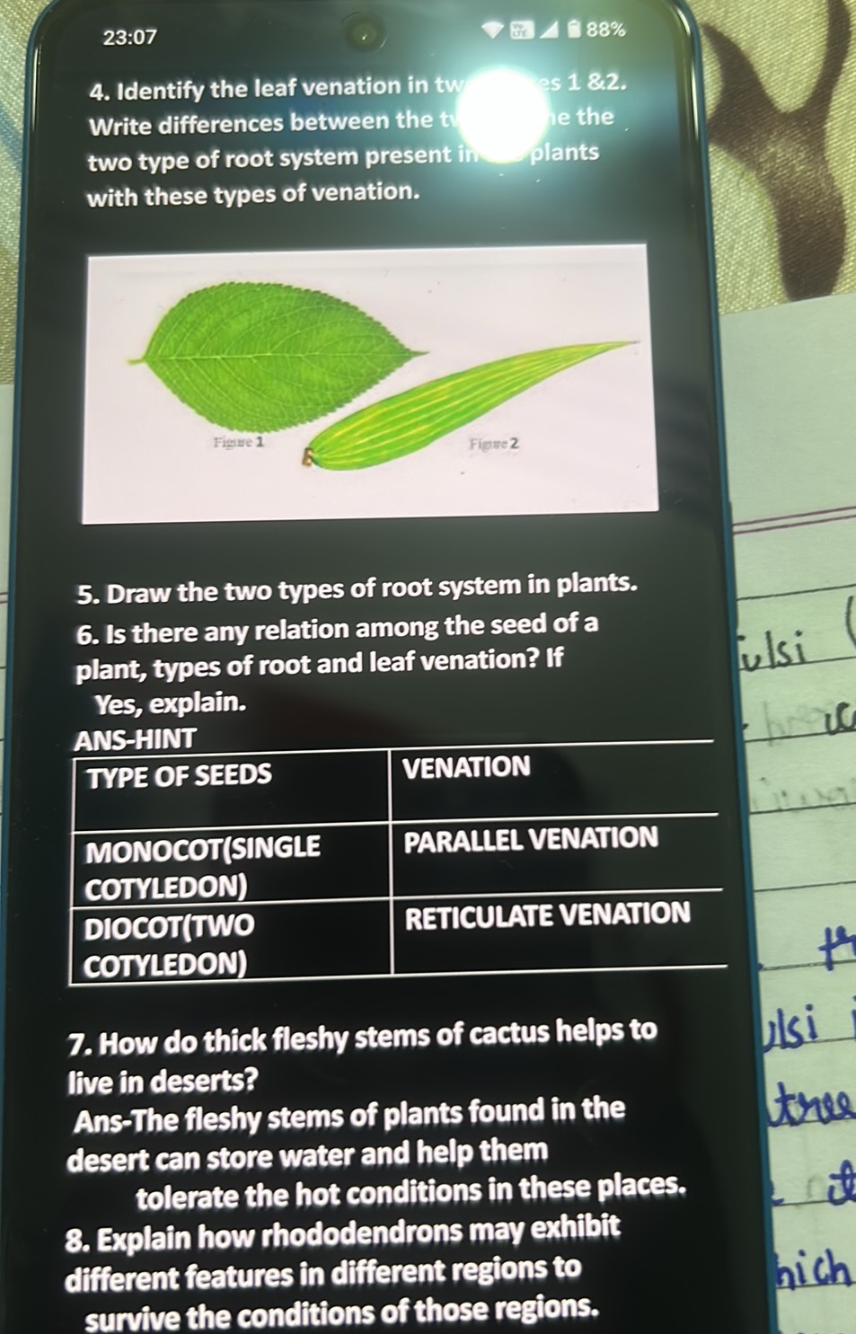 4. Identify the leaf venation in two leaves | StudyX