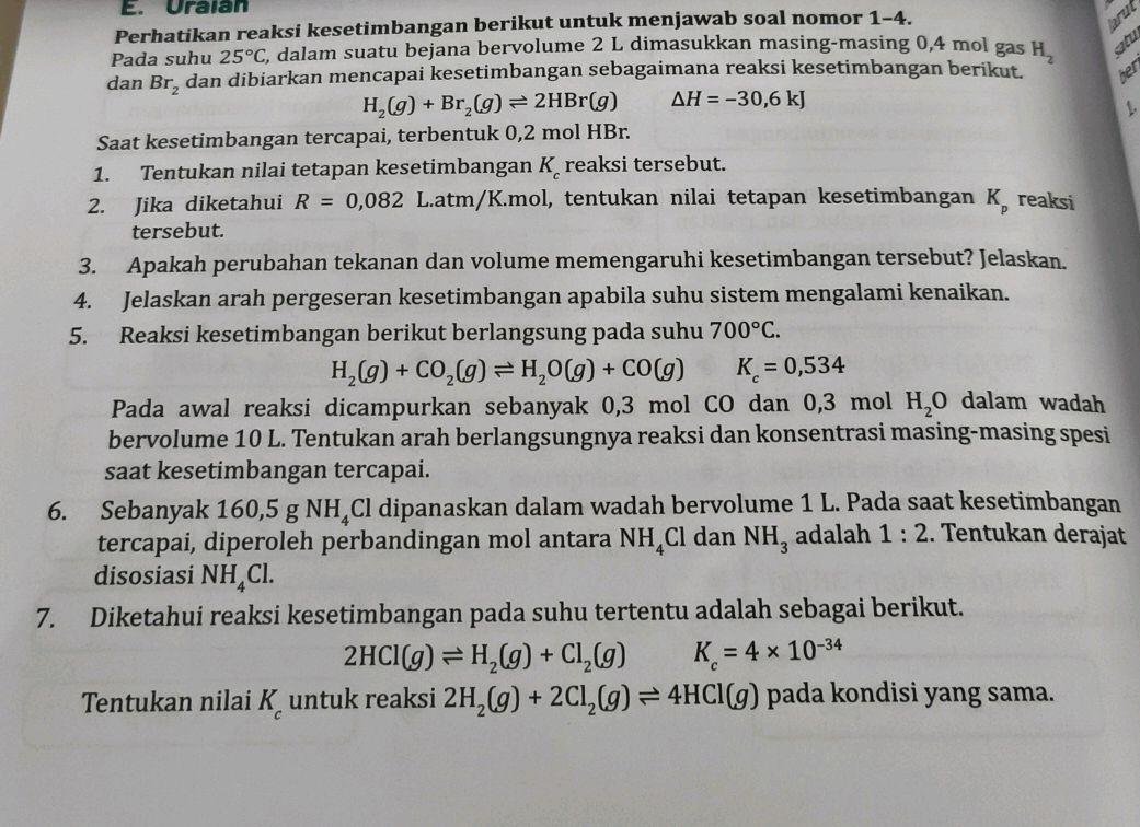 1. Tentukan nilai tetapan kesetimbangan | StudyX