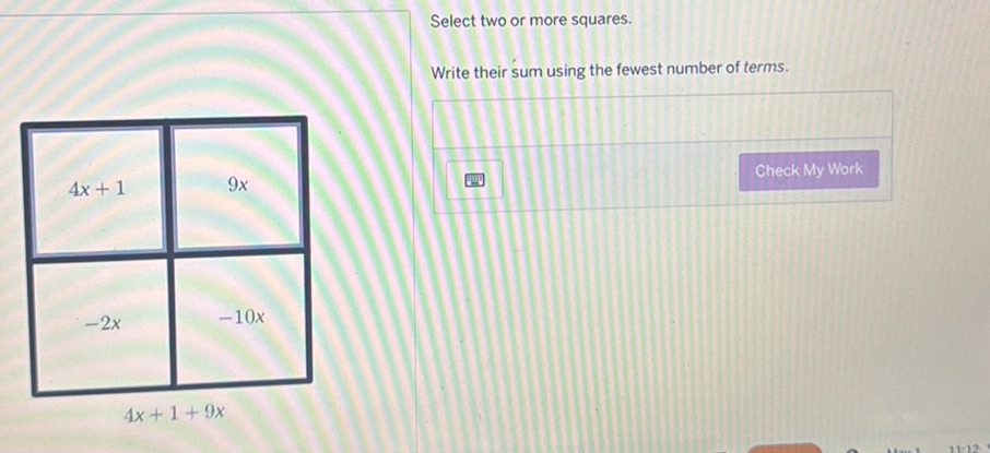 Select two or more squares. Write their sum | StudyX