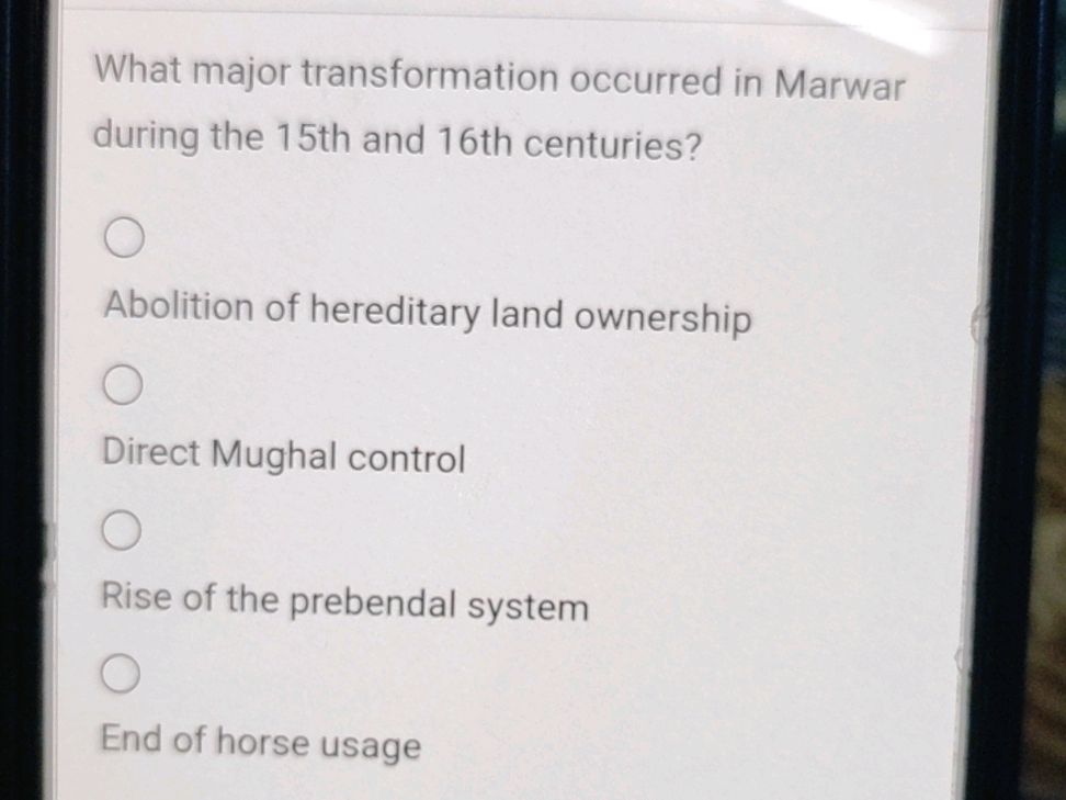 What major transformation occurred in Marwar | StudyX