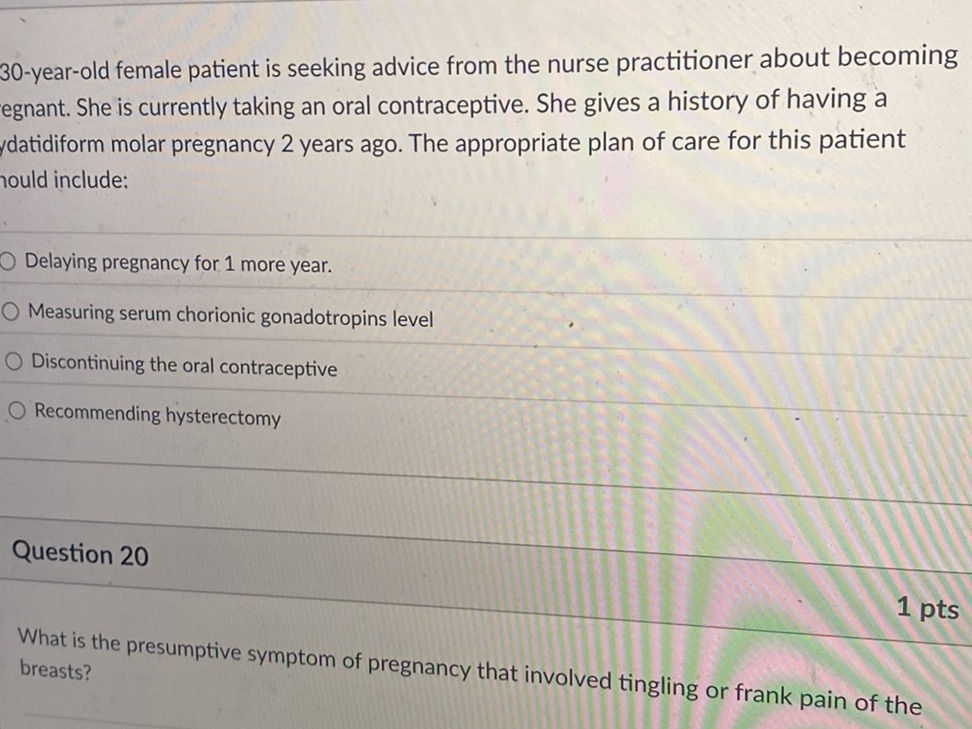 30-year-old female patient is seeking advice | StudyX