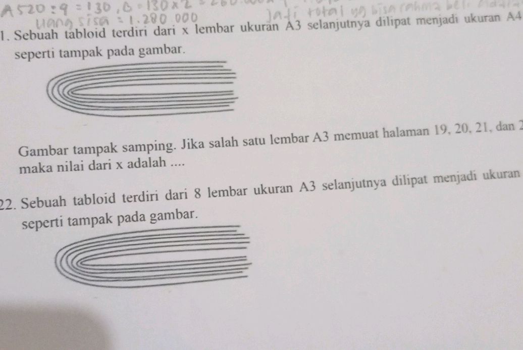 1. Sebuah tabloid terdiri dari x lembar | StudyX