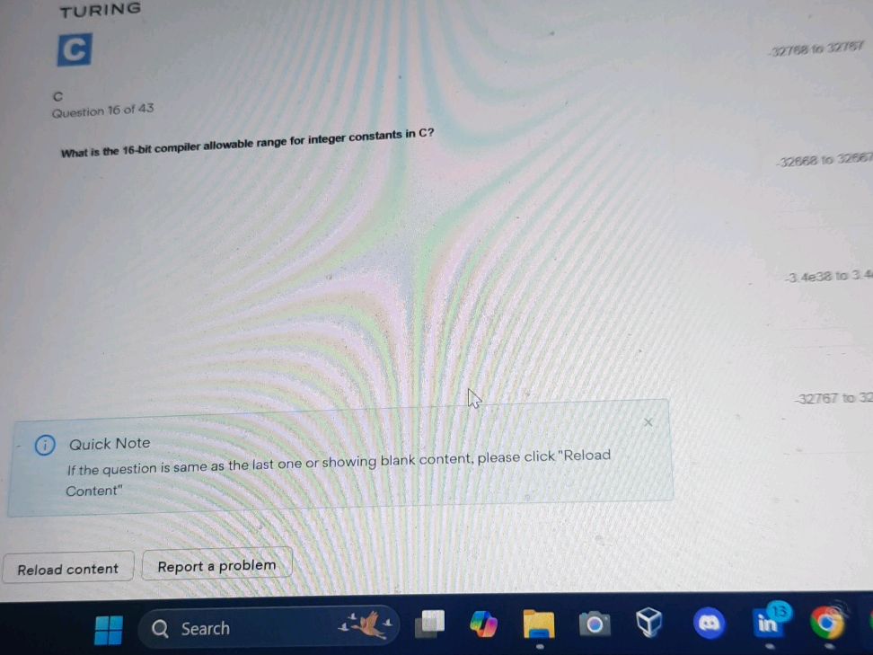 What is the 16-bit compiler allowable range | StudyX