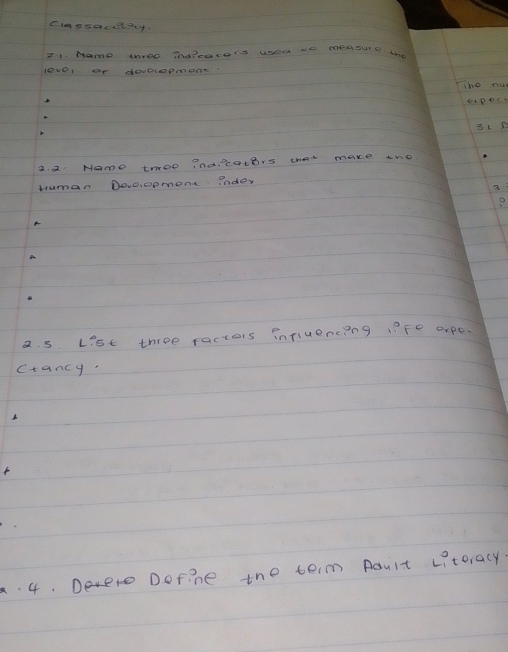 2.1. Name three indicators used to measure | StudyX