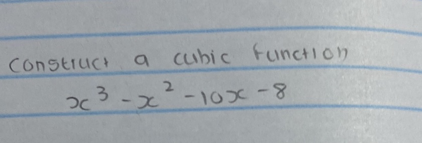 Construct a cubic function $x^3 - x^2 - 10x | StudyX