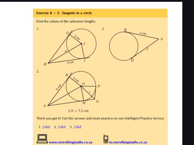 Exercise 8 - 5: Tangents to a circle Find | StudyX