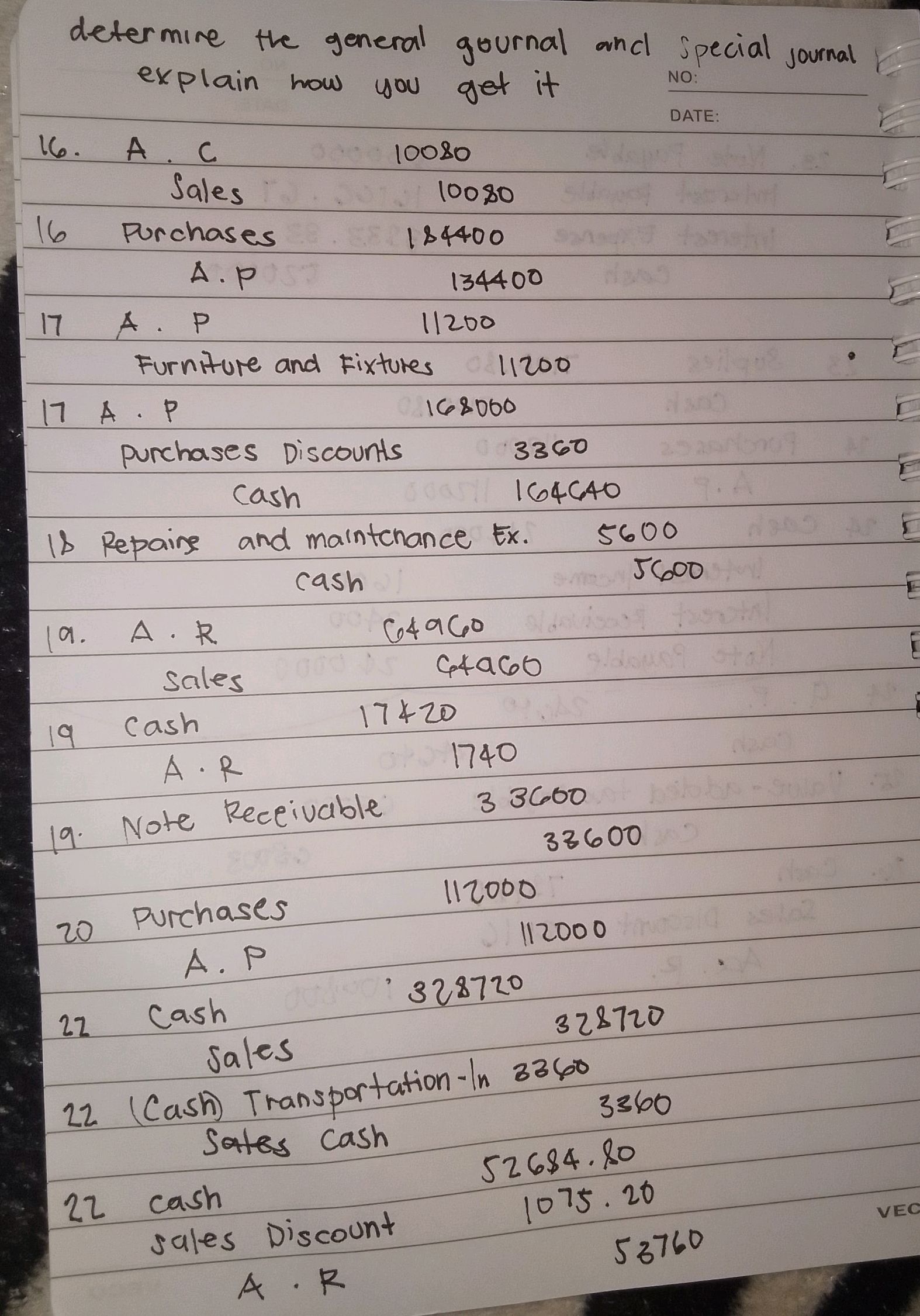 determine the general journal and special | StudyX