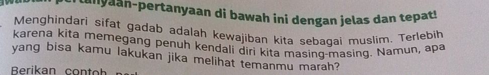 Menghindari sifat gadab adalah kewajiban | StudyX