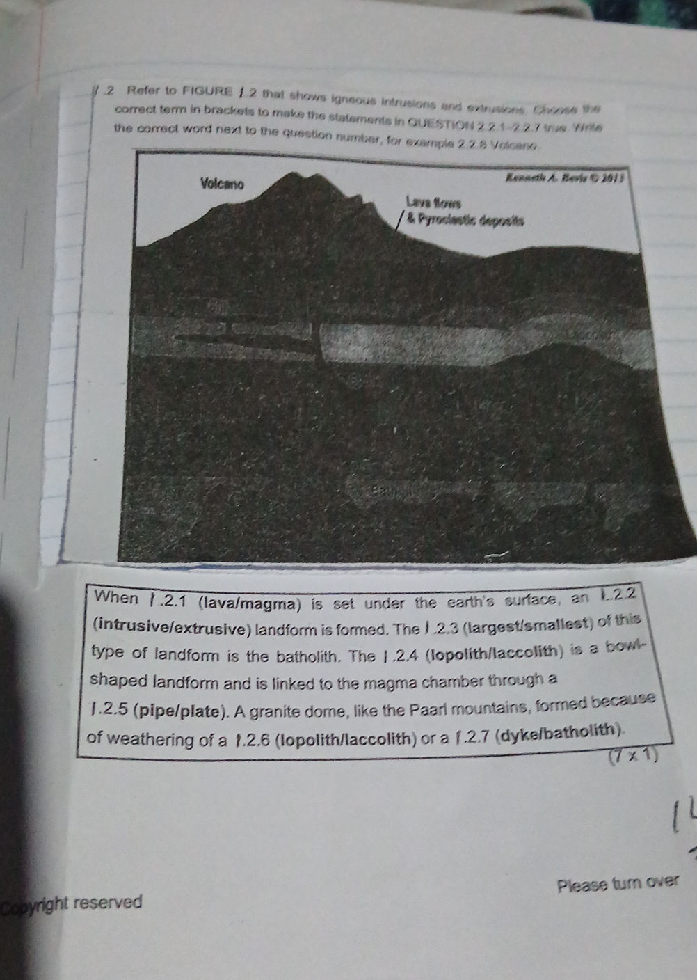 Refer to FIGURE 1.2 that shows igneous | StudyX