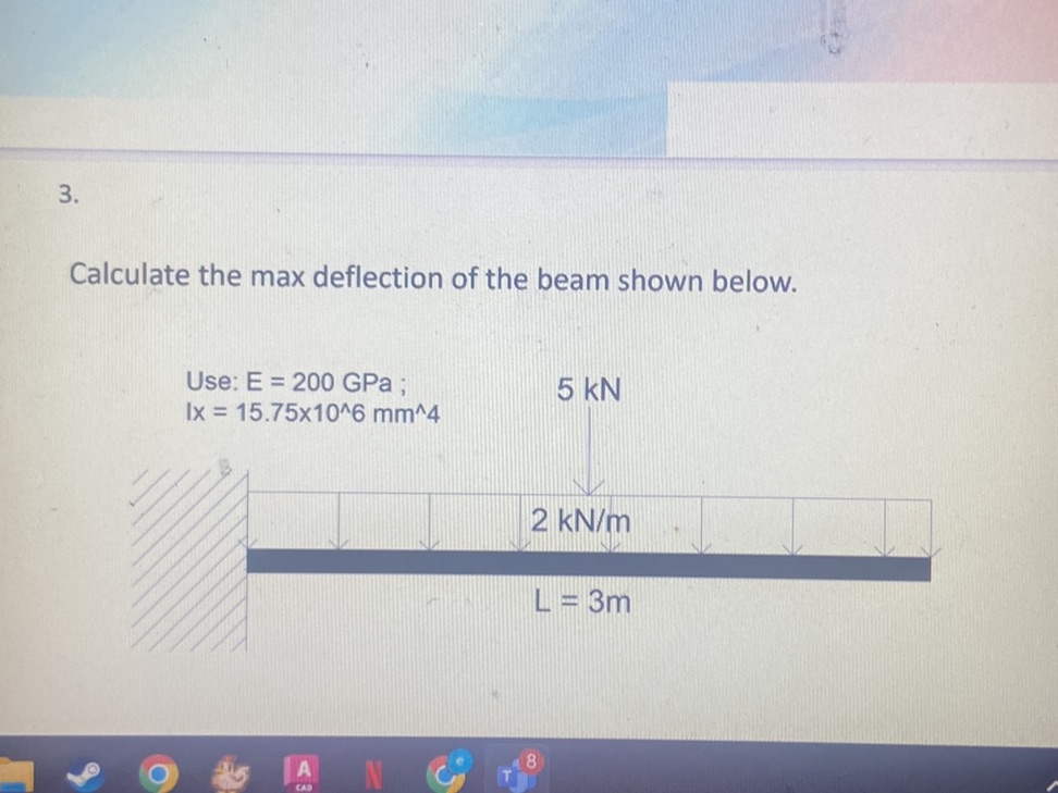 Calculate the max deflection of the beam | StudyX