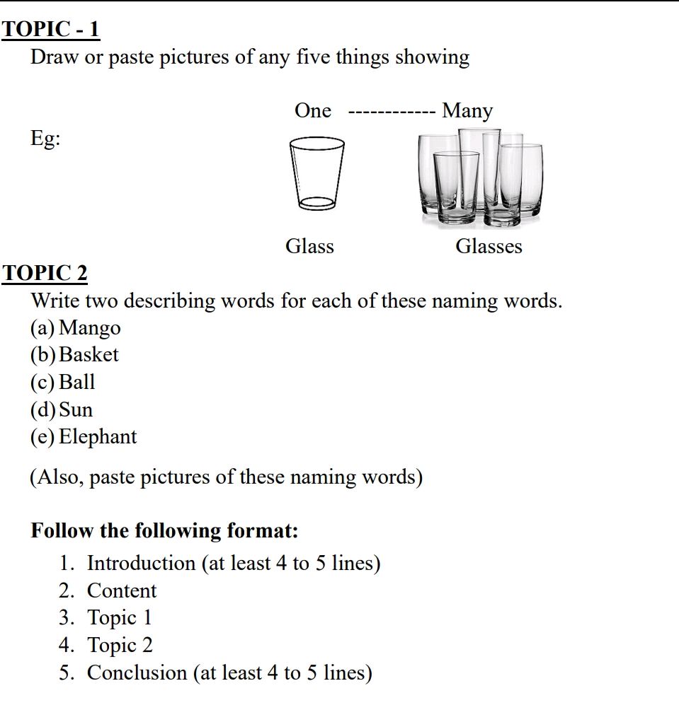 TOPIC - 1 Draw or paste pictures of any five | StudyX