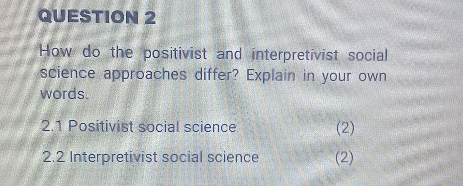QUESTION 2 How do the positivist and | StudyX