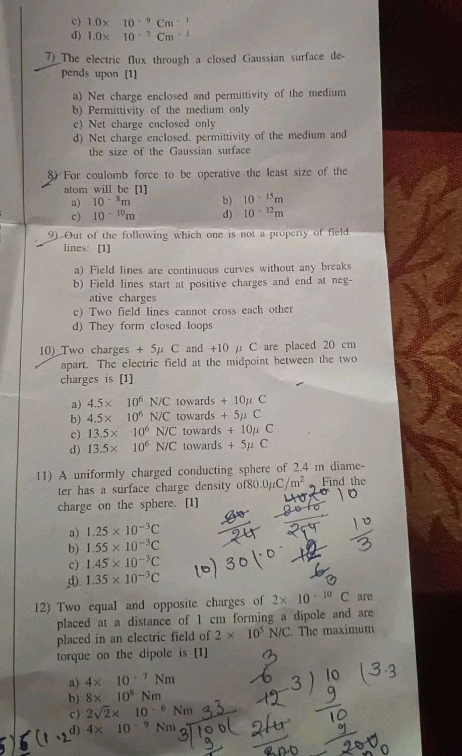 7) The electric flux through a closed | StudyX