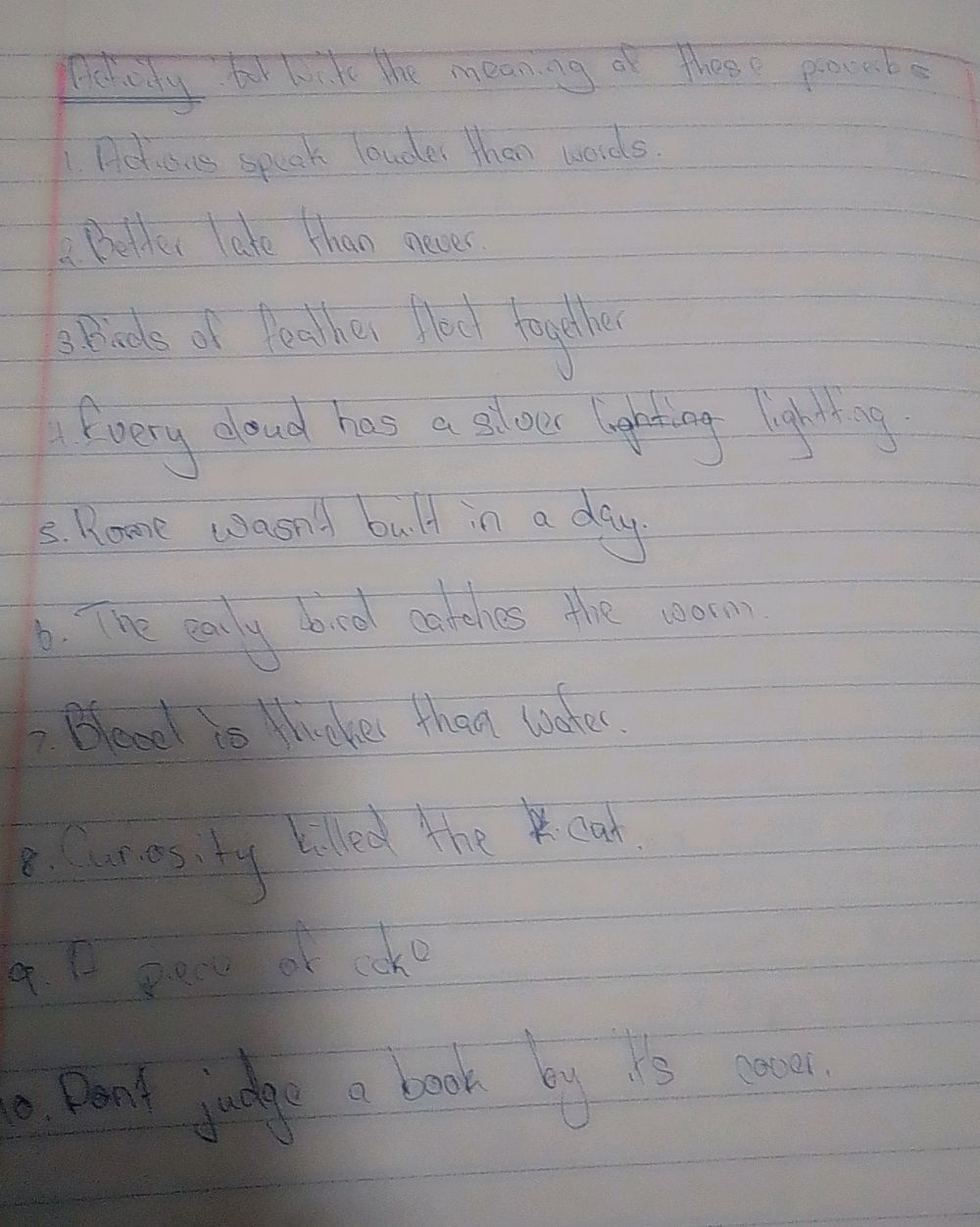 Activity: but write the meaning of these | StudyX