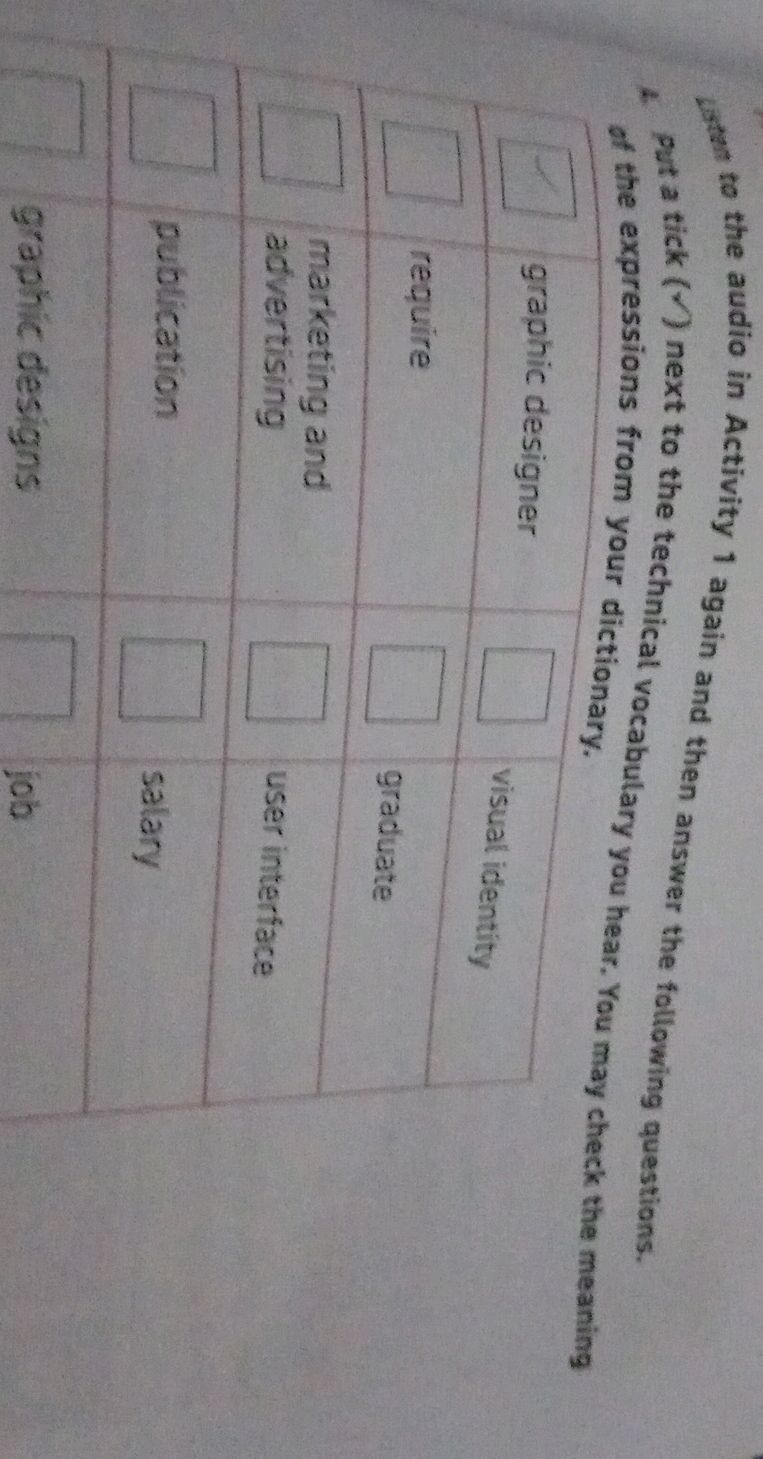 Listen to the audio in Activity 1 again and | StudyX