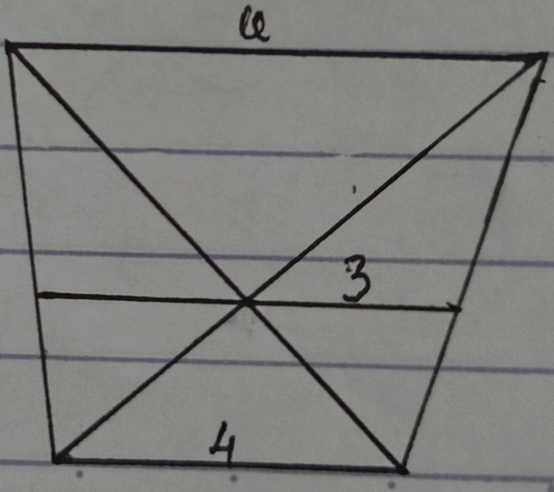 The image shows a trapezoid with some lines | StudyX