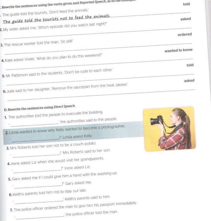 Rewrite the sentences using the verbs given | StudyX