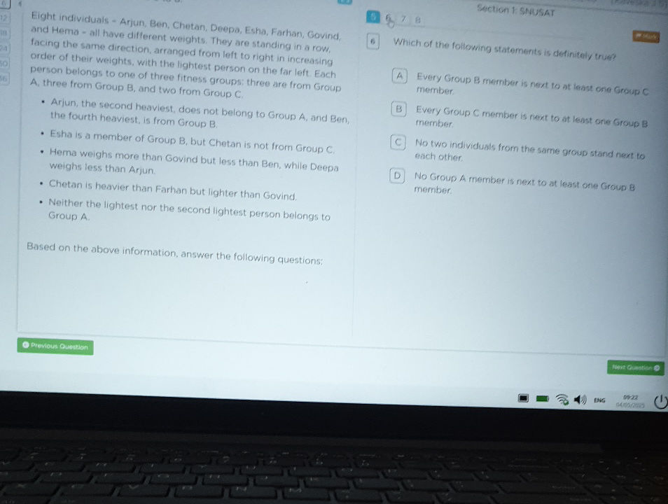 Eight individuals - Arjun, Ben, Chetan, | StudyX