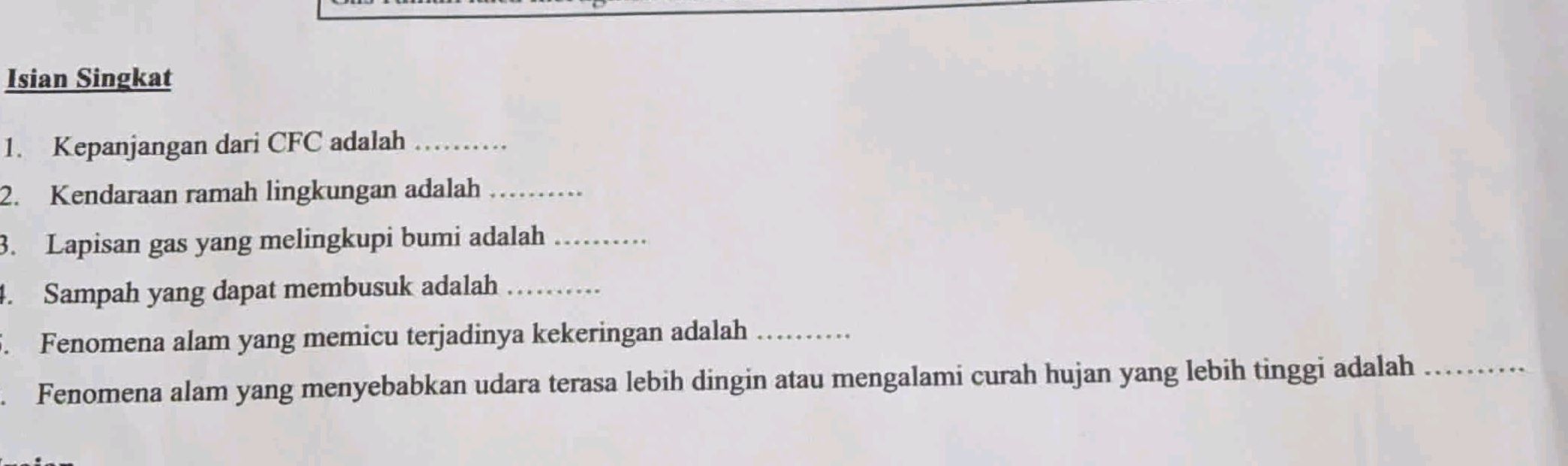 1. Kepanjangan dari CFC adalah ... 2. | StudyX