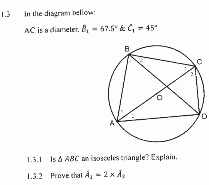 In the diagram bellow: AC is a diameter. $ | StudyX