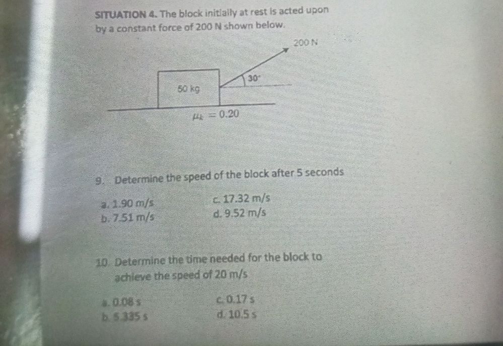 SITUATION 4. The block initially at rest is | StudyX