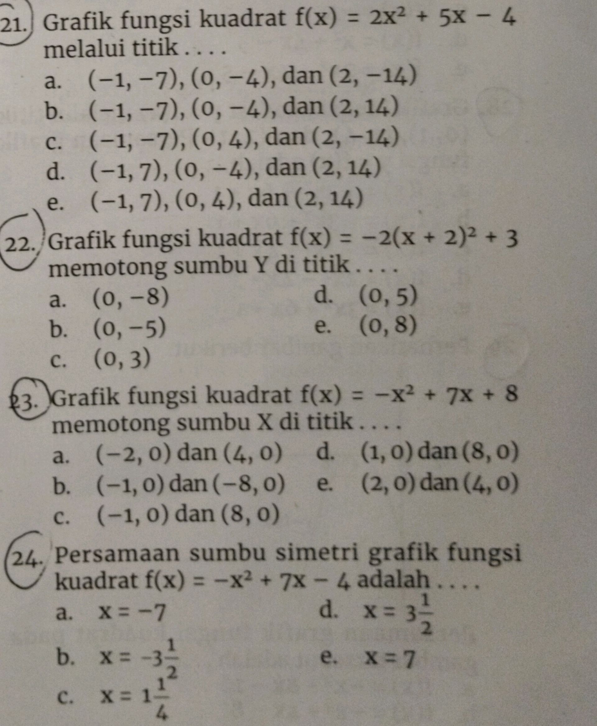 21. Grafik fungsi kuadrat $f(x) = 2x^2 + 5x | StudyX