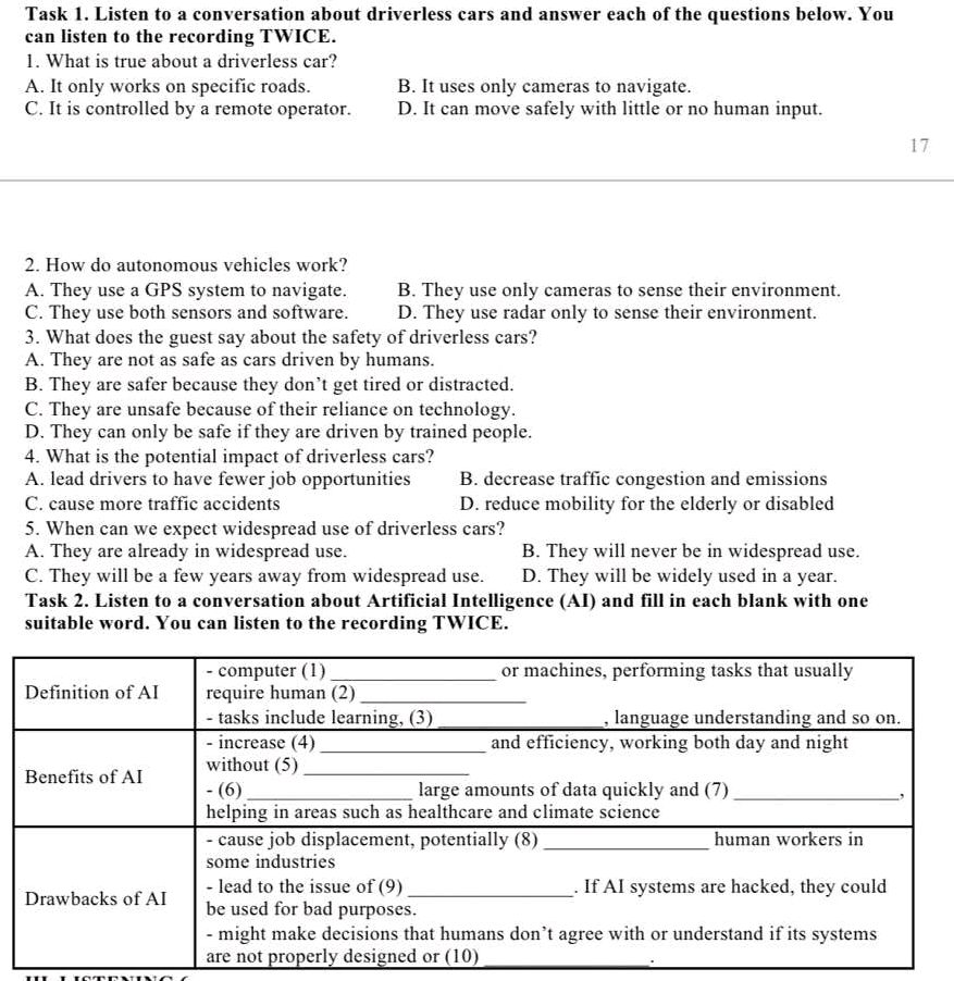 Task 1. Listen to a conversation about | StudyX