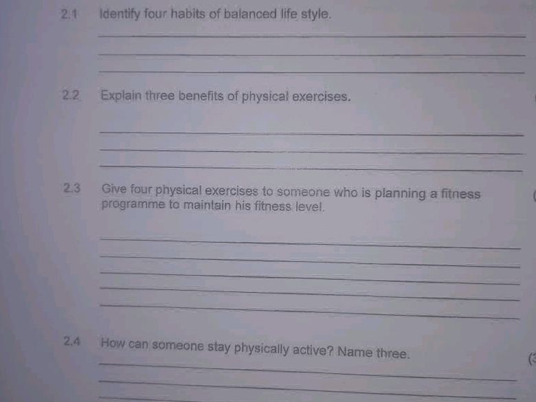 2.1 Identify four habits of balanced life | StudyX