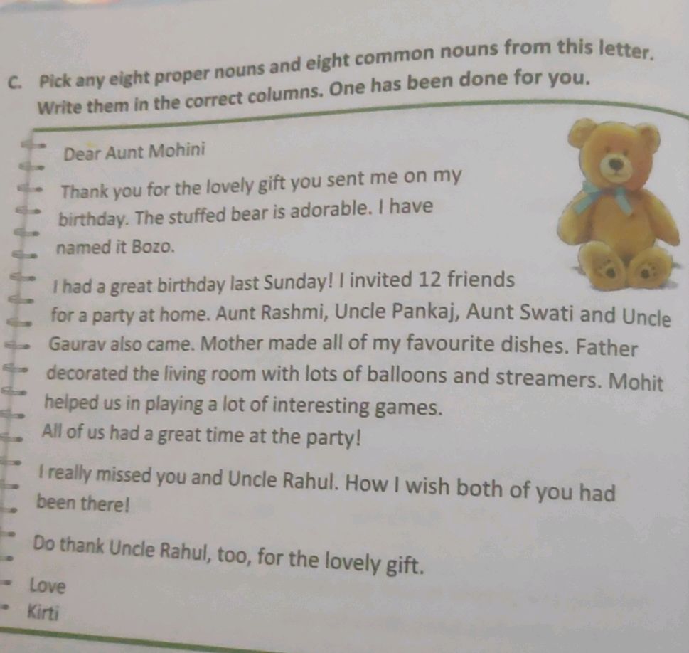 C. Pick any eight proper nouns and eight | StudyX