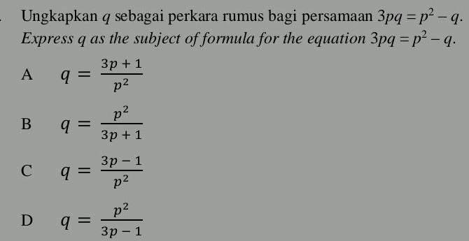 Ungkapkan q sebagai perkara rumus bagi | StudyX