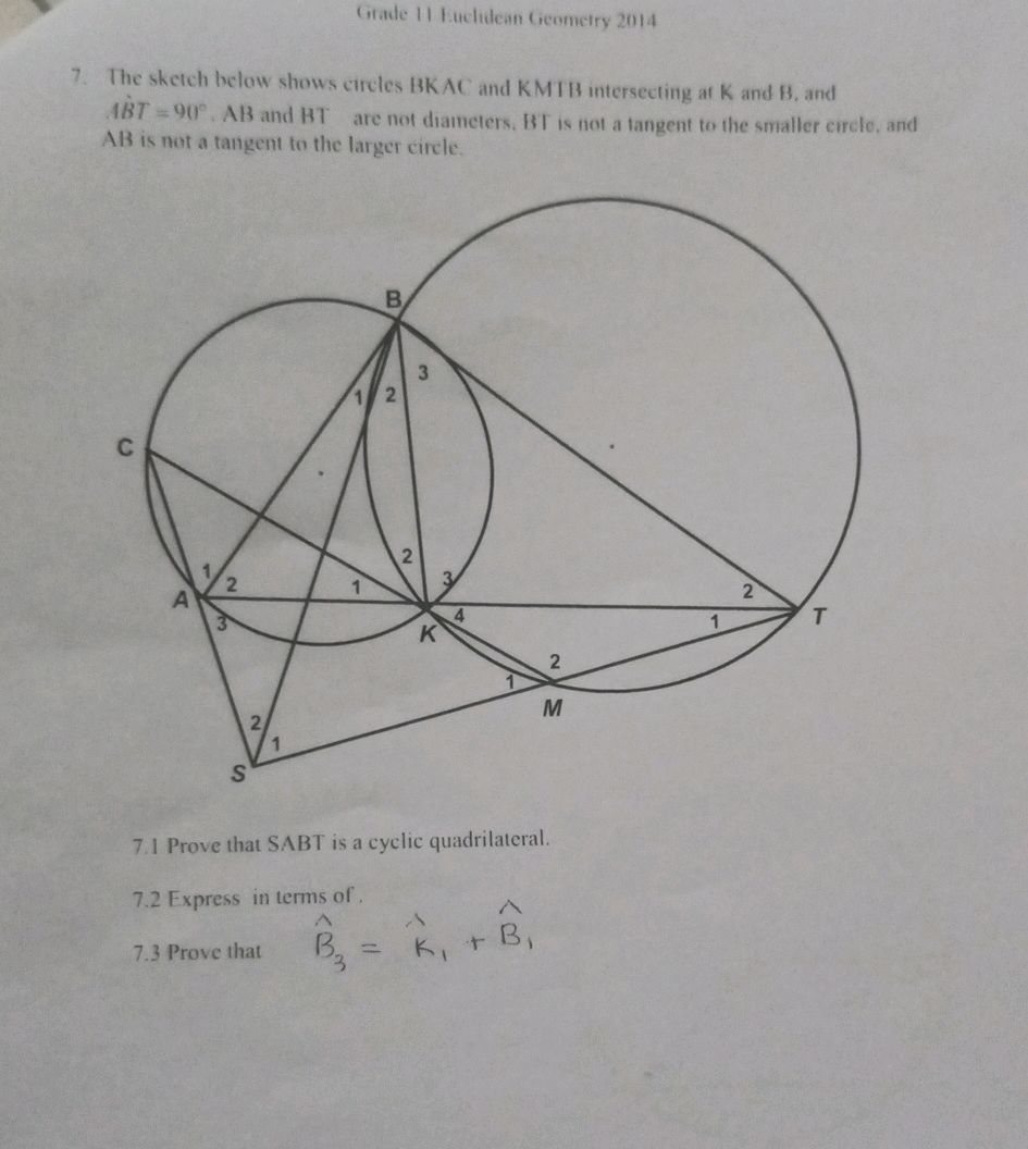 7. The sketch below shows circles BKAC and | StudyX