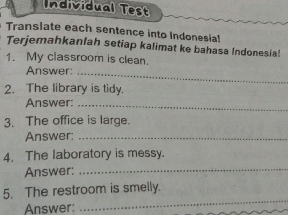 Translate each sentence into Indonesia! | StudyX