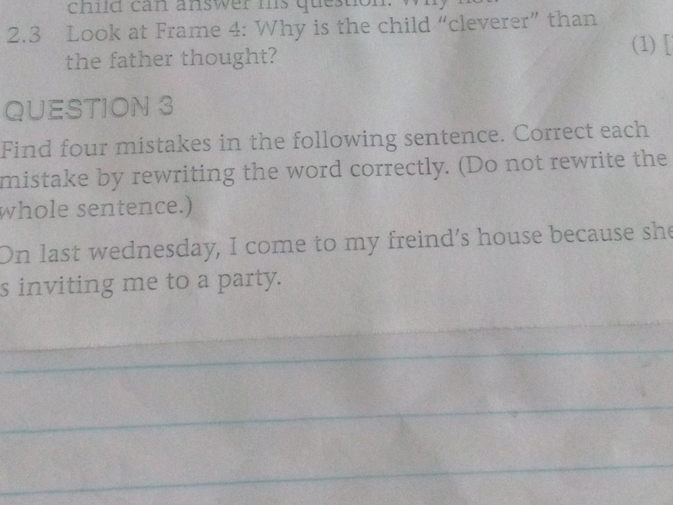 Find four mistakes in the following | StudyX