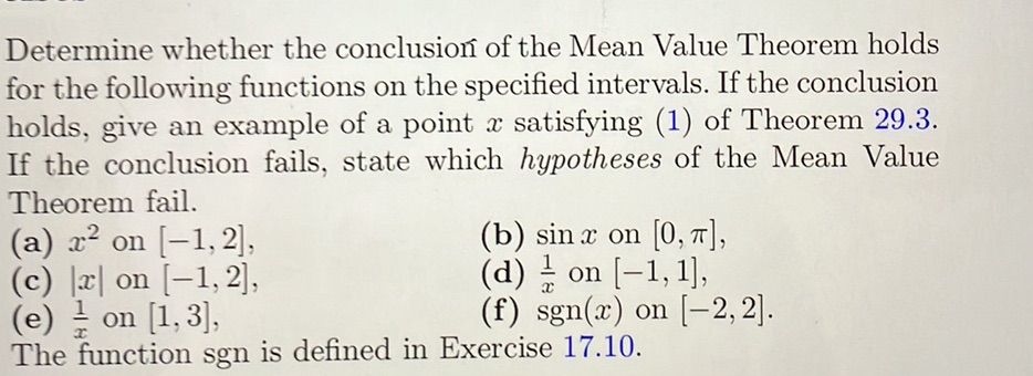 Determine whether the conclusion of the Mean | StudyX