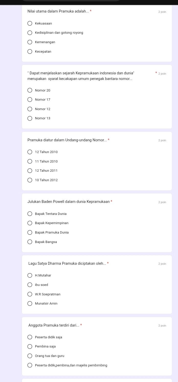 Nilai utama dalam Pramuka adalah... | StudyX