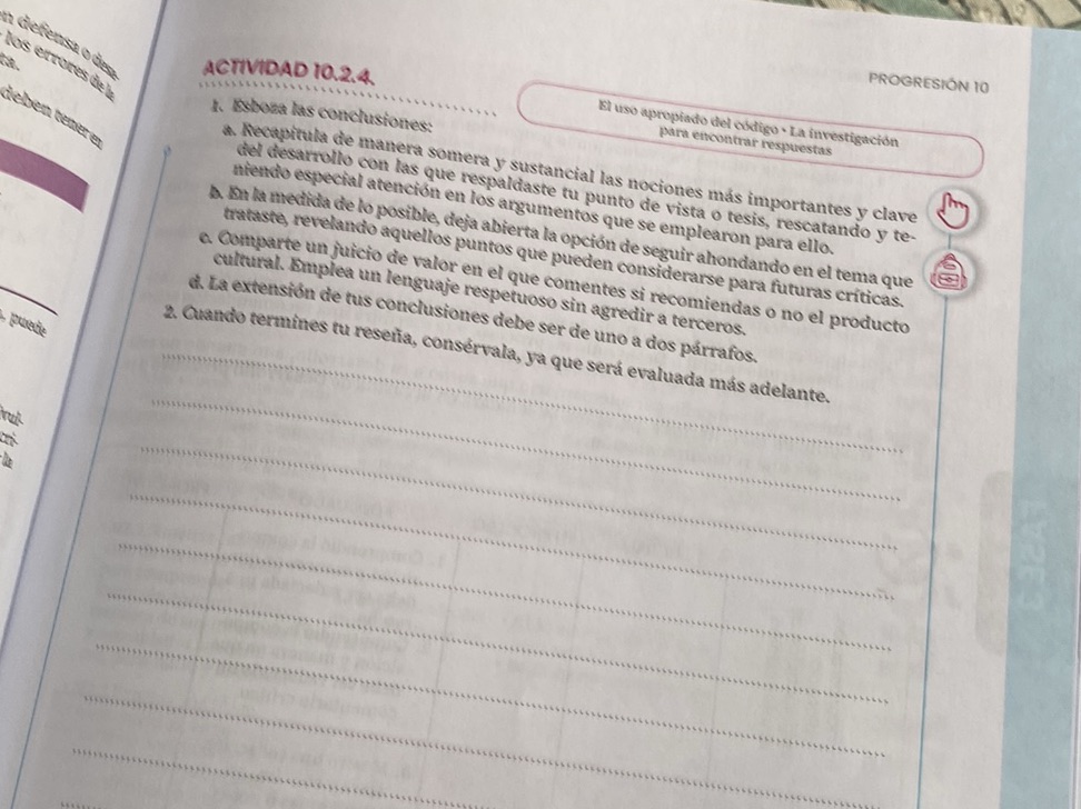 1. Esboza las conclusiones: a. Recapitula | StudyX