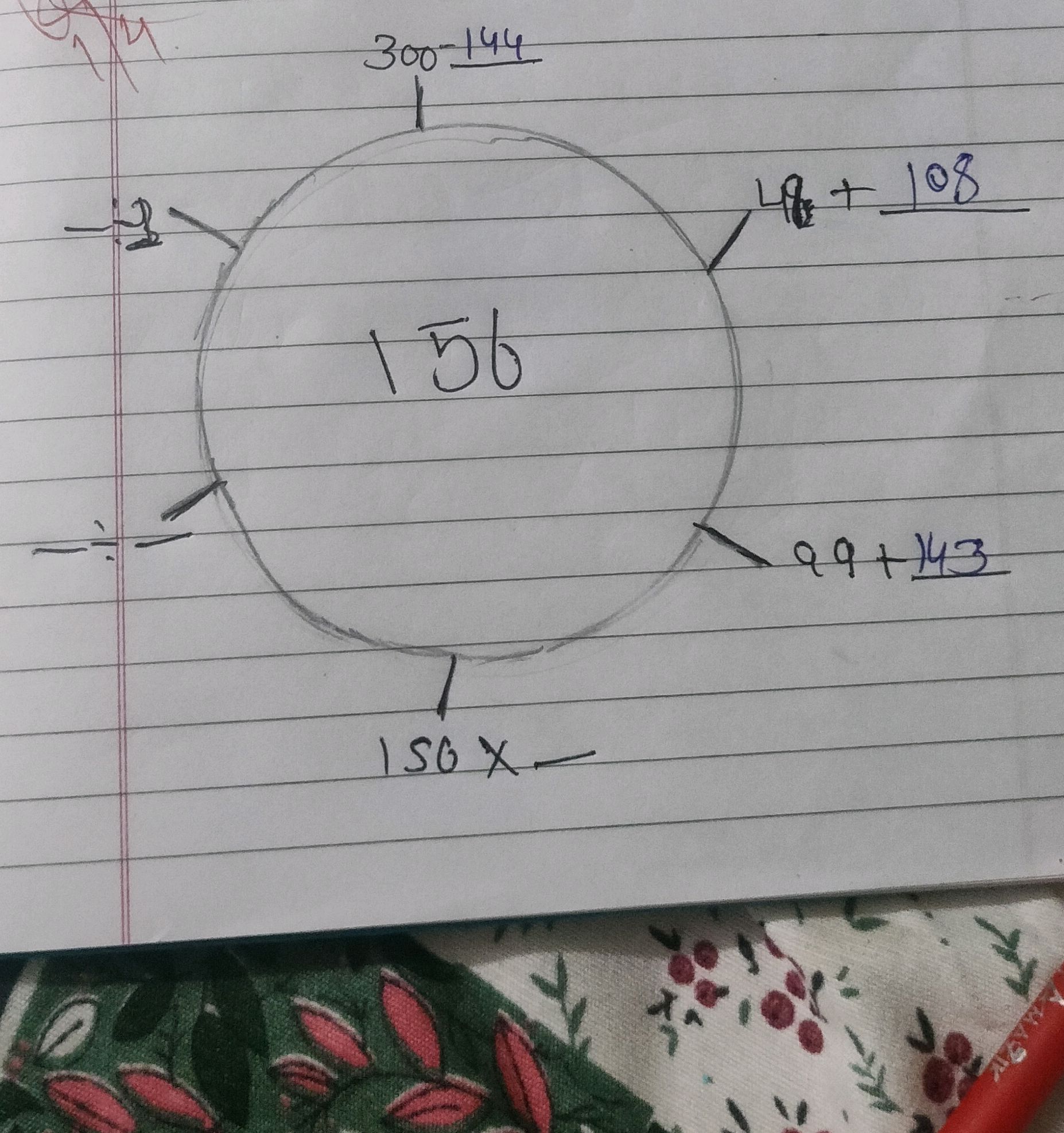 The image shows a circle with the number 156 | StudyX