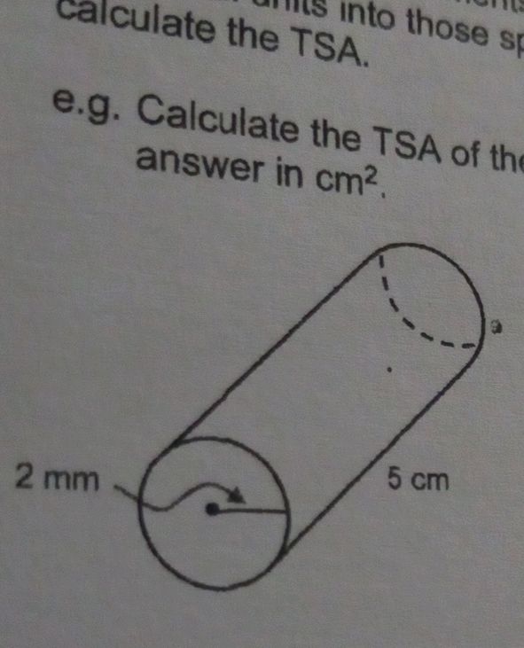 e.g. Calculate the TSA of the answer in cm². | StudyX