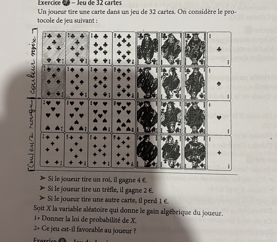 Un joueur tire une carte dans un jeu de 32 | StudyX