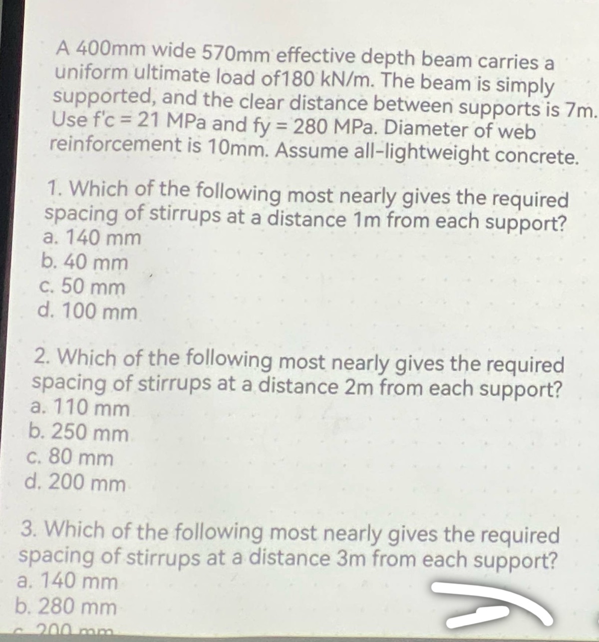 A 400mm wide 570mm effective depth beam | StudyX