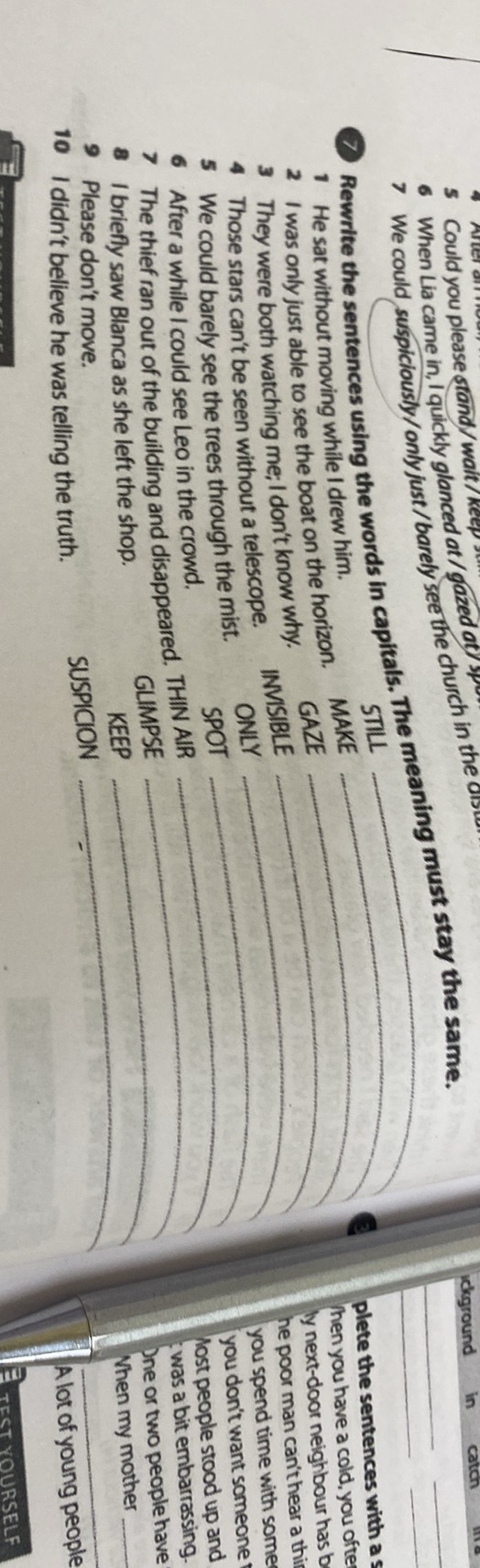 Rewrite the sentences using the words in | StudyX