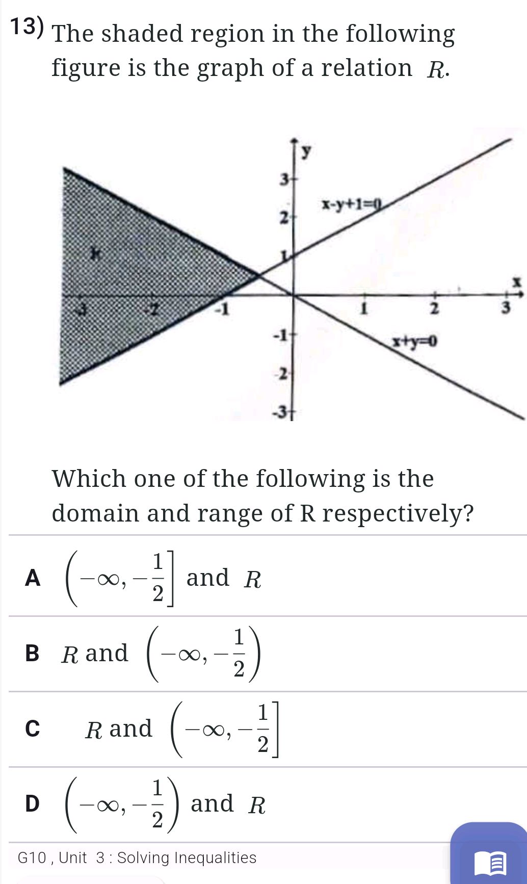 13) The shaded region in the following | StudyX