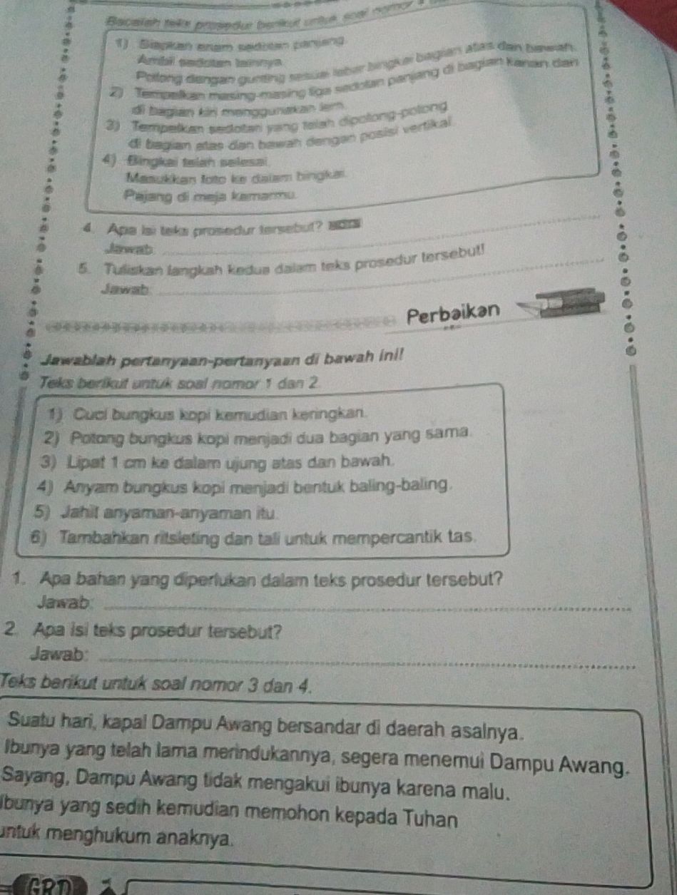 4. Apa isi teks prosedur tersebut? Jawab: | StudyX